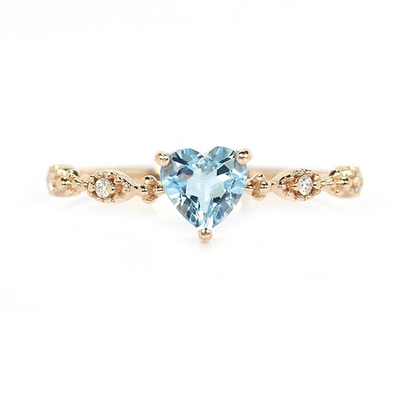 Blue Heart Ring - Etsy