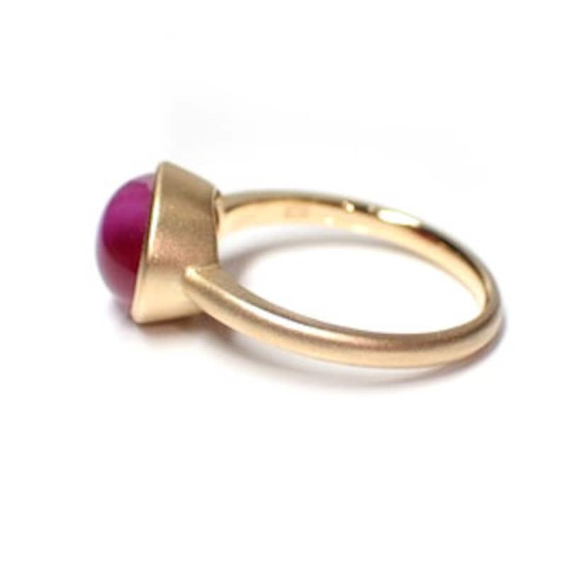 Ruby Cabochon Classic Women Ceremony Gift 14K Satin Finished Texture ...