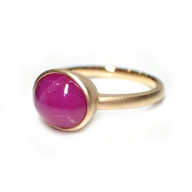 Ruby Cabochon Classic Women Ceremony Gift 14K Satin Finished Texture ...