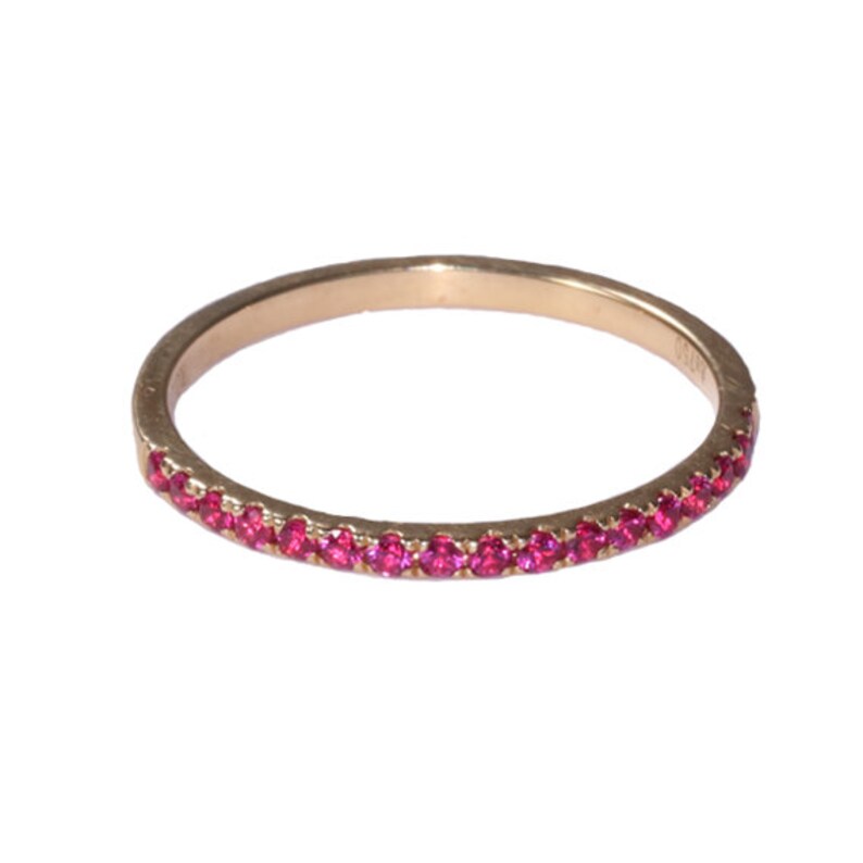 Ruby French Setting Band Ring 9K Rose Gold Ruby Eternity - Etsy