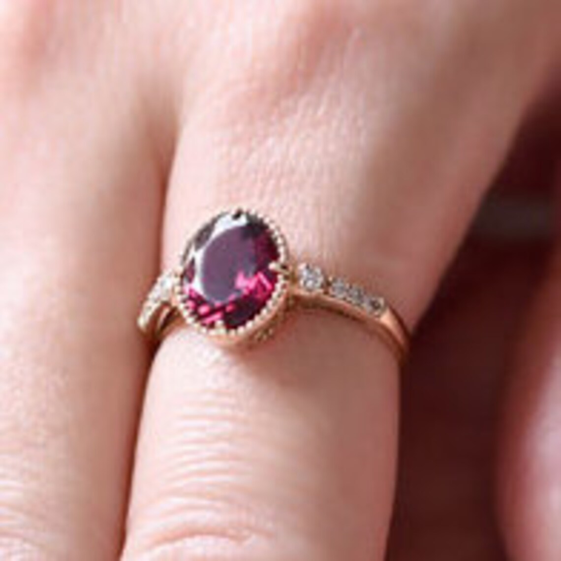 Rhodolite Garnet Cocktail Ring Art Deco Garnet Engagement Ring | Etsy