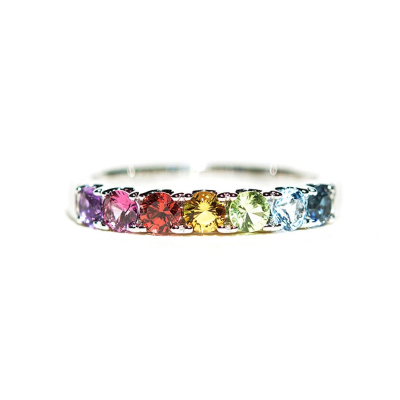 Rainbow Stone Ring - Etsy
