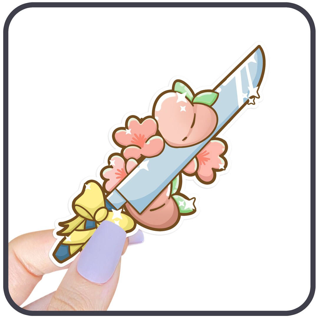 Kawaii Peach Yellow Bow Sword Die Cut Sticker Sword Sticker, Stickers ...
