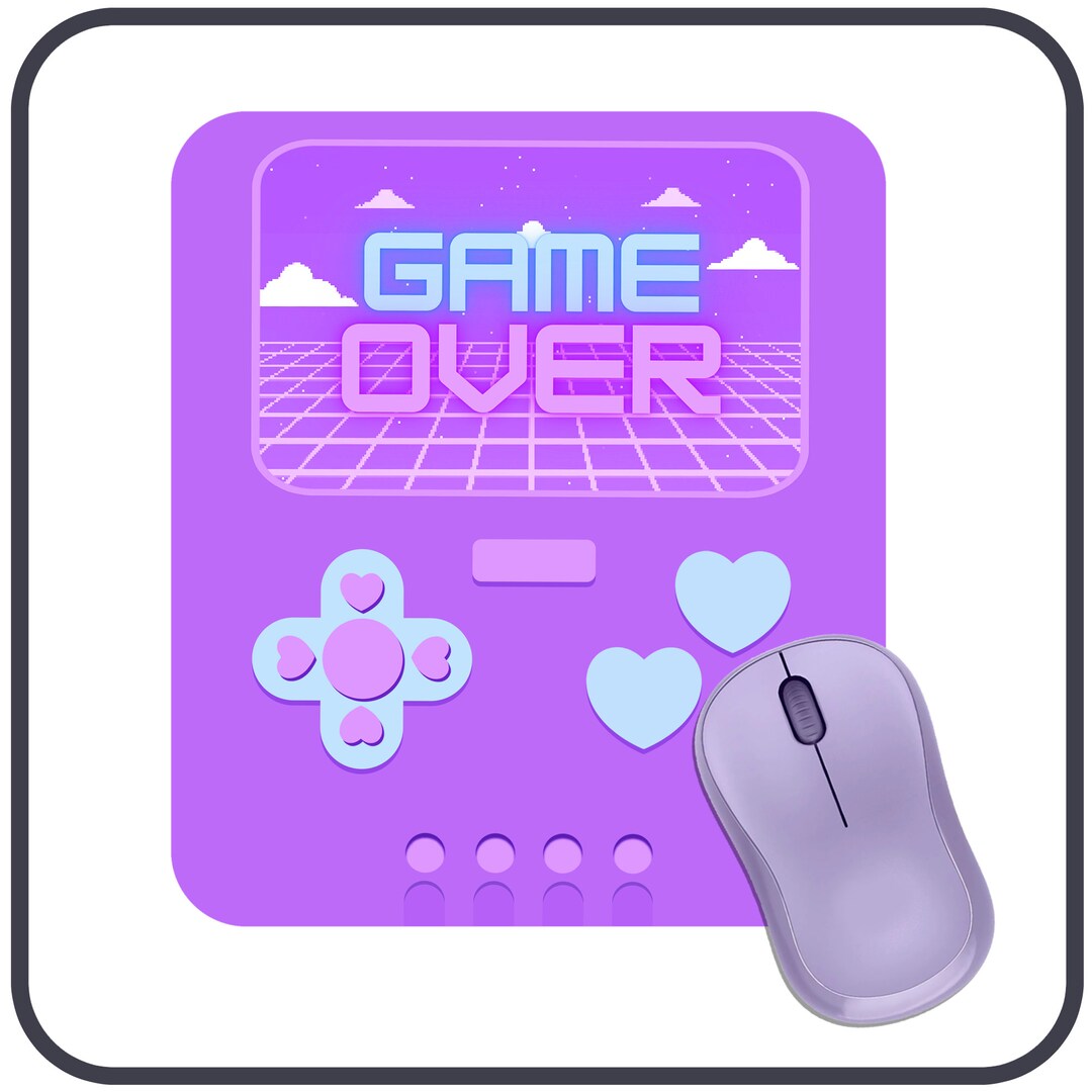Purple & Blue Game Over Handheld Game Mousepad Gamer Mousepad, Cute ...