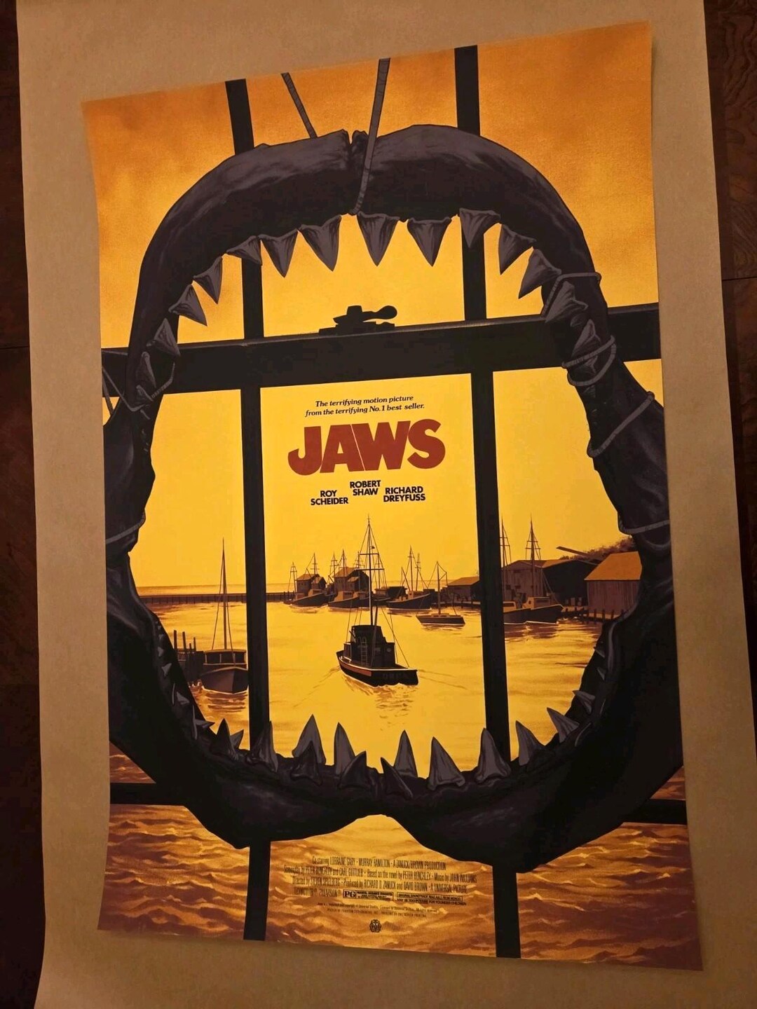 JAWS Movie Poster Screen Print Phantom City Creative 2017 MONDO #d/225 ...