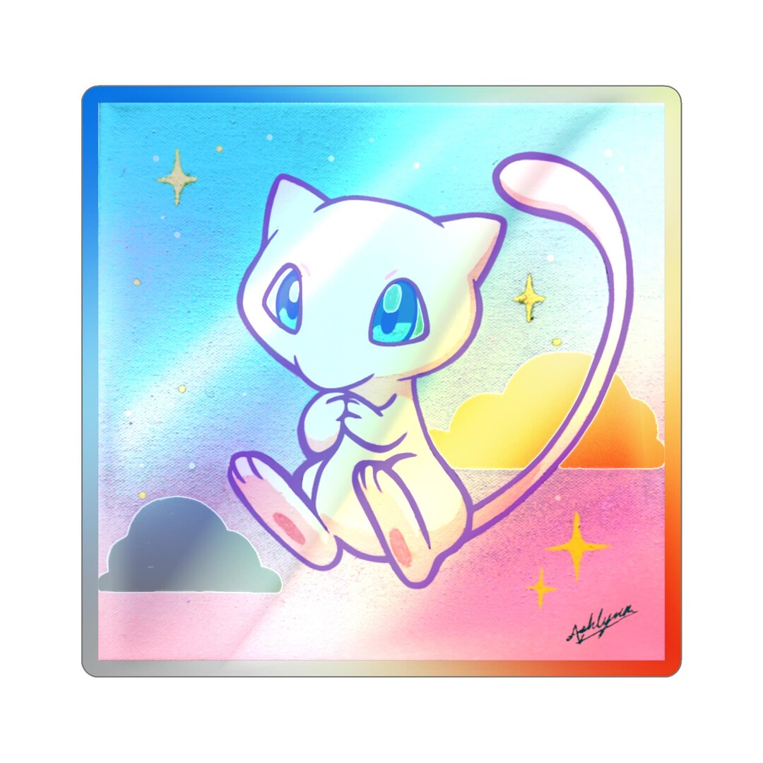 Holographic Sticker Decal, Mew Design, Cute Kawaii Sticker, Laptop ...
