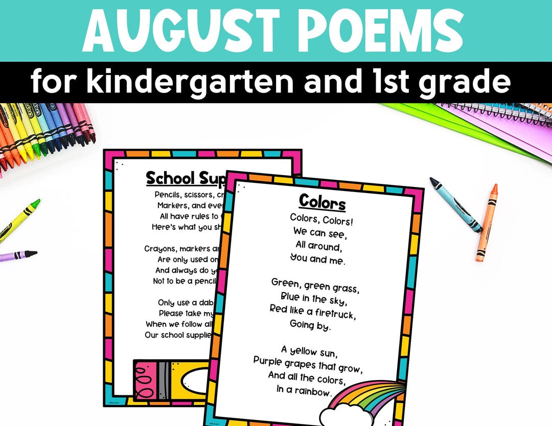 August Rhyming Poems for Kindergarten and First Grade - Etsy