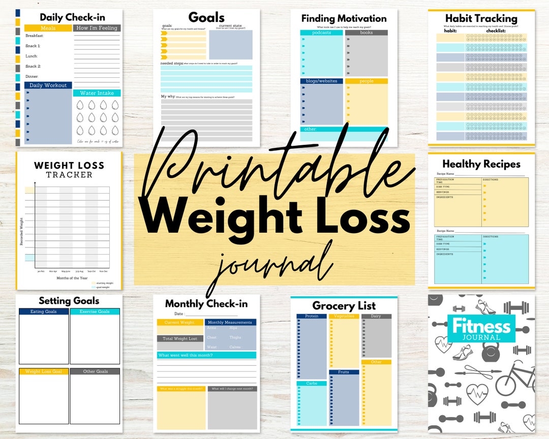 Weight Loss Journal Ideas Including Weight Loss Chart, Workout Planner ...
