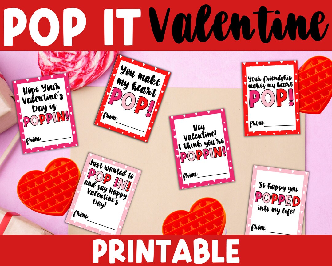 Pop It Valentine Printable, Pop It Valentine Cards, Pop It Valentine ...