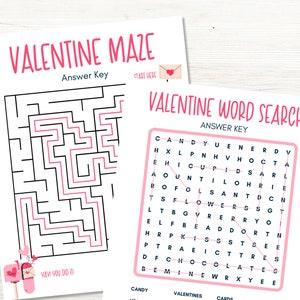 Valentine's Day Word Search, Valentine Tic Tac Toe, Valentine Maze ...