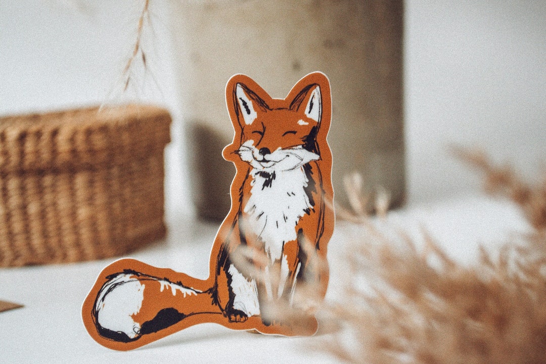 Woodland Fox Sticker, Smiling Fox Sticker, Fox Illustration, Wildlife ...