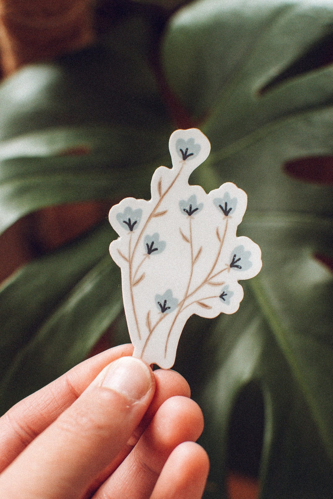 Blue Flowers Sticker | Aesthetic Flower Sticker Vinyl Diecut Sticker ...