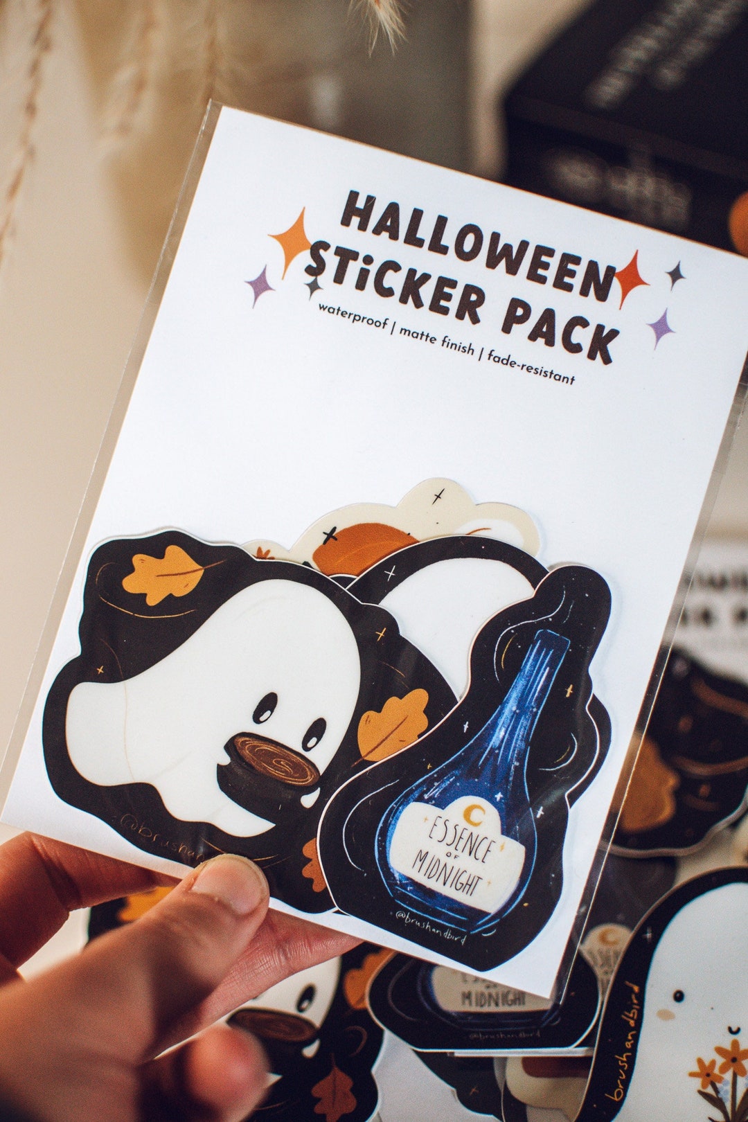 Halloween Sticker Pack Set of 5 Stickers Ghost Sticker Pack - Etsy