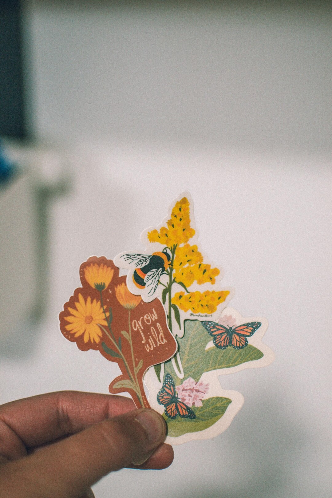 Pollinator Sticker Set, Set of 3 Vinyl Stickers for Water Bottle ...