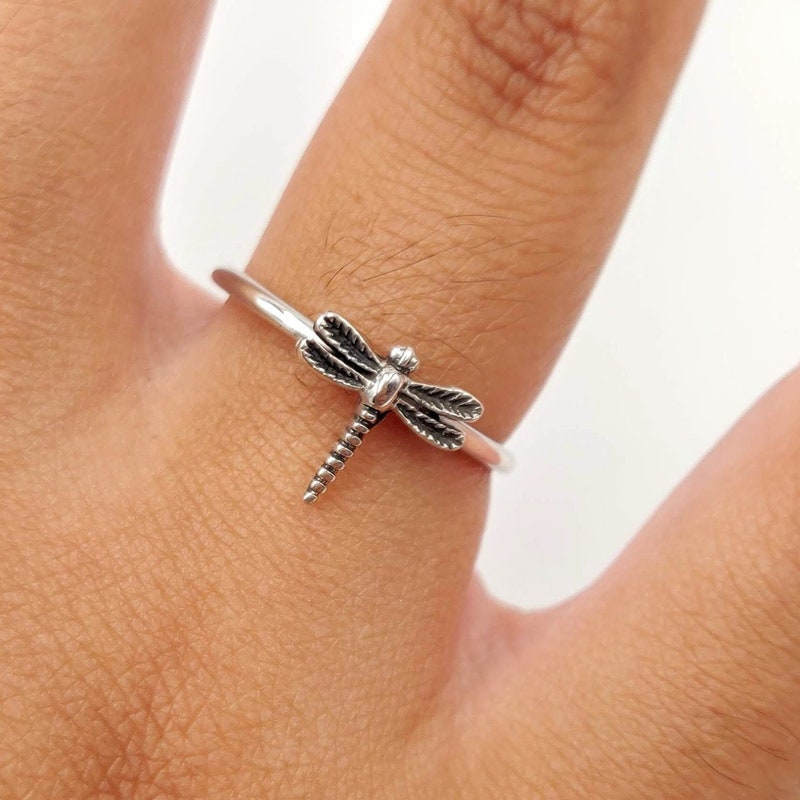 Silver Dragonfly Ring - Etsy
