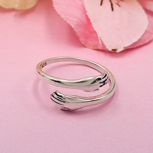 Sterling Silver Love Cuddle Hugging, Wraparound, Friendship Care Ring ...