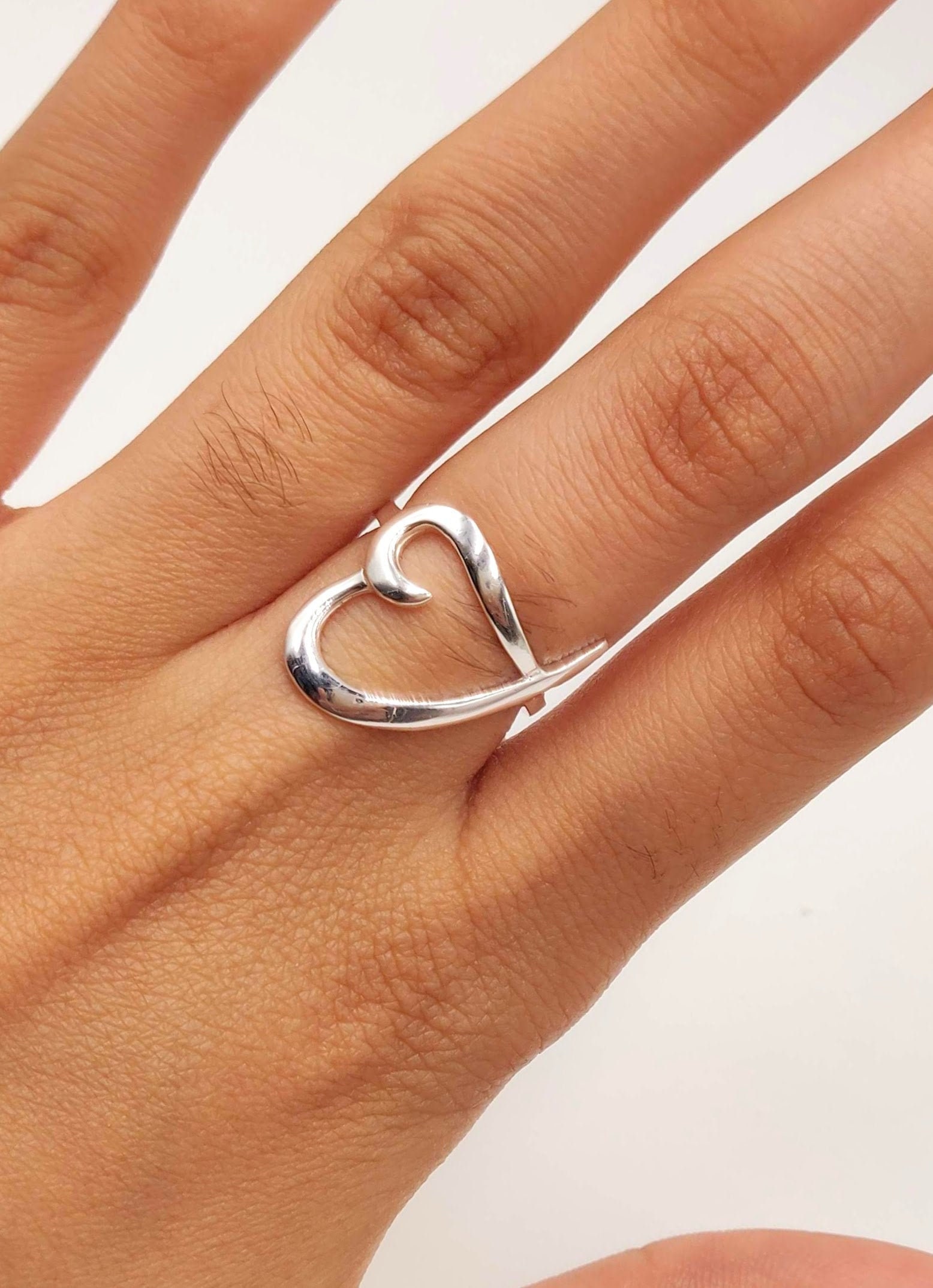 Sterling Silver Big Heart Ring Love Ring Heart Ring Big - Etsy