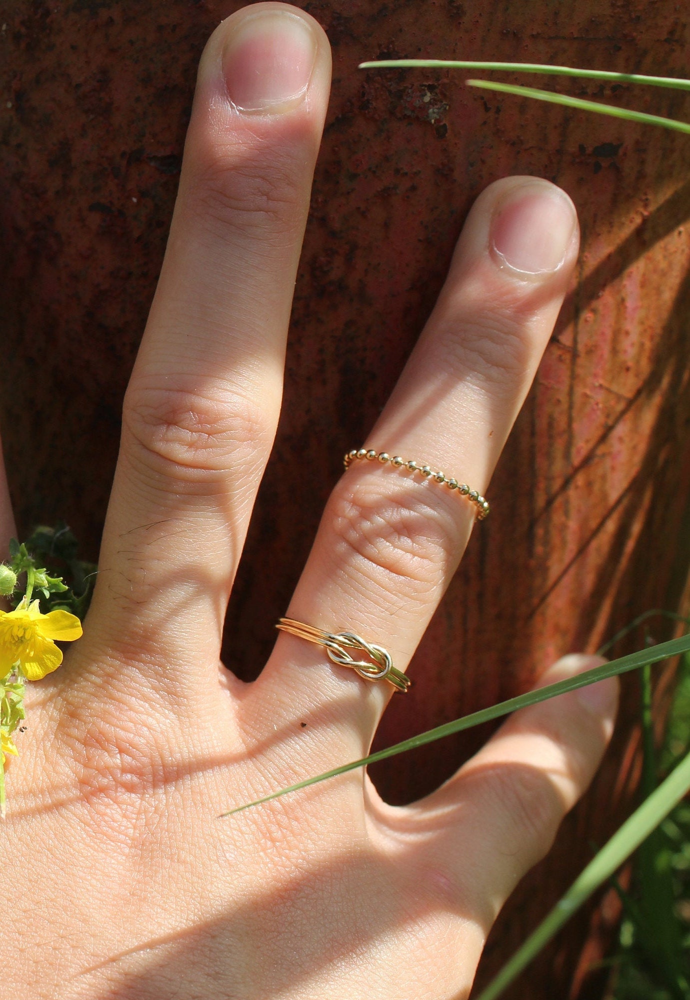 14k Gold Filled Infinity Stacking Ring Double Love Knot Ring | Etsy