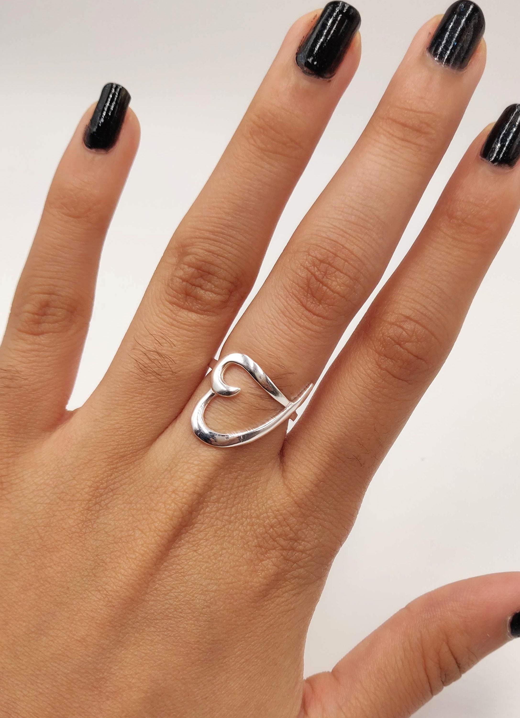 Sterling Silver Big Heart Ring Love Ring Heart Ring Big | Etsy