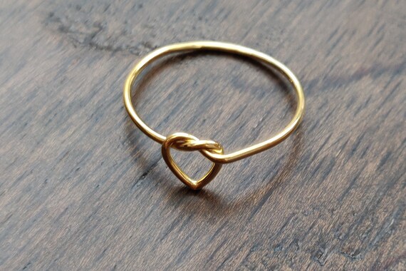 14k Gold Filled Heart Knot Ring Minimalist Stacking Ring | Etsy