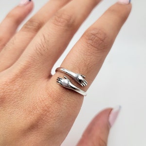 Sterling Silver Love Cuddle Hugging, Wraparound, Friendship Care Ring ...
