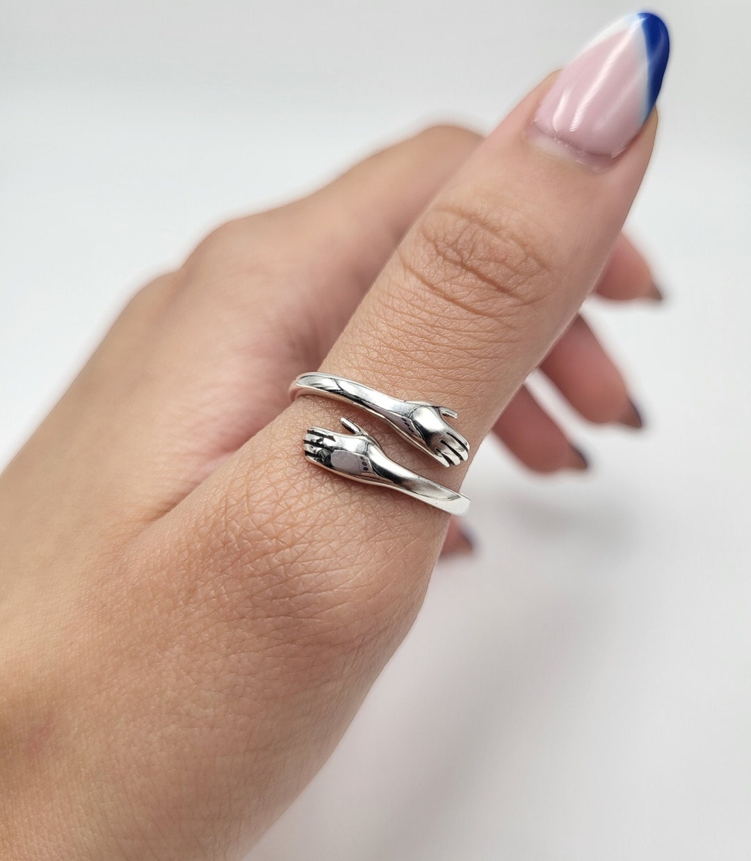 Sterling Silver Love Cuddle Hugging, Wraparound, Friendship Care Ring ...