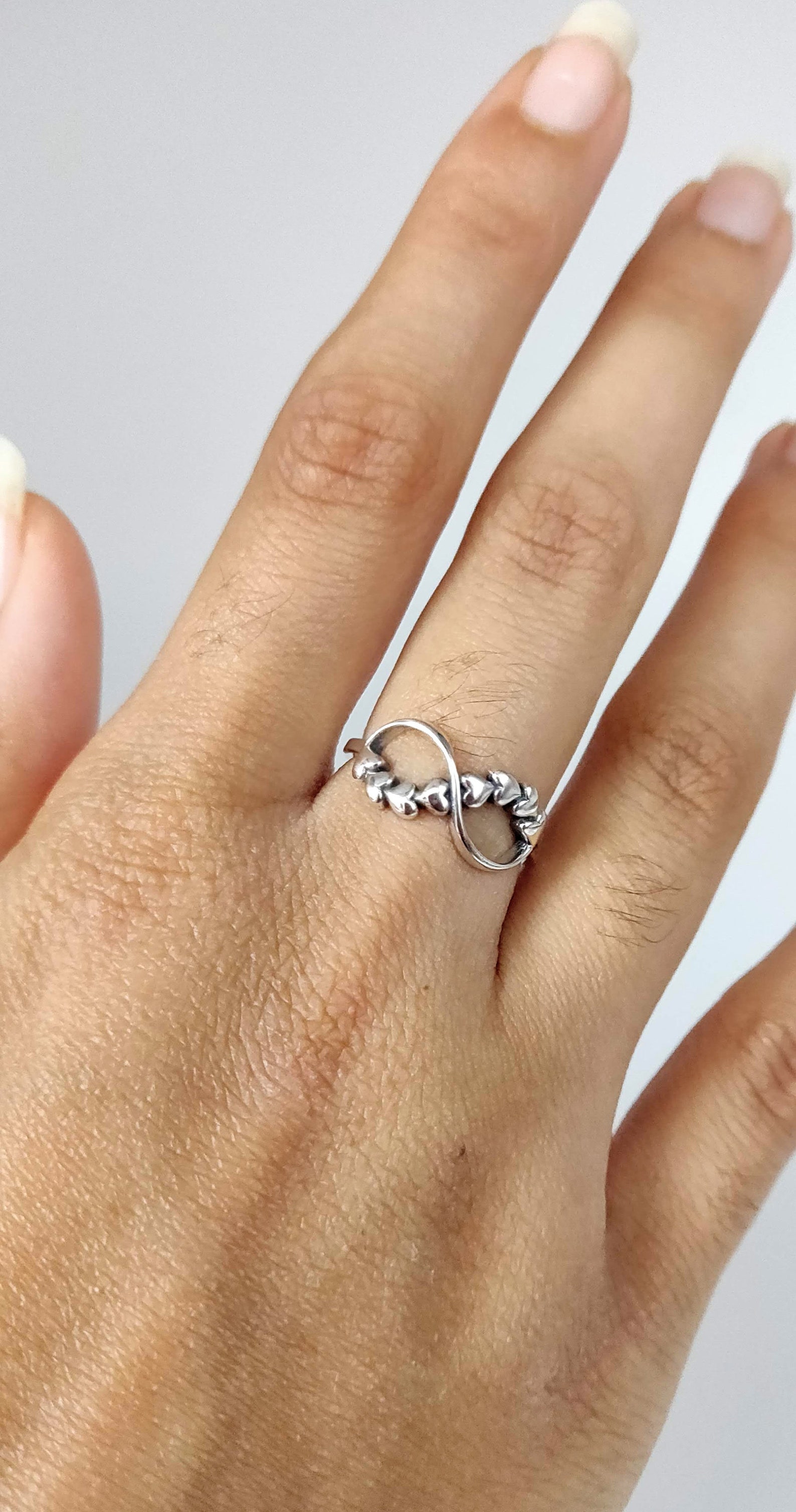 Sterling Silver Hearts Infinity Ring Heart Ring Silver Ring - Etsy