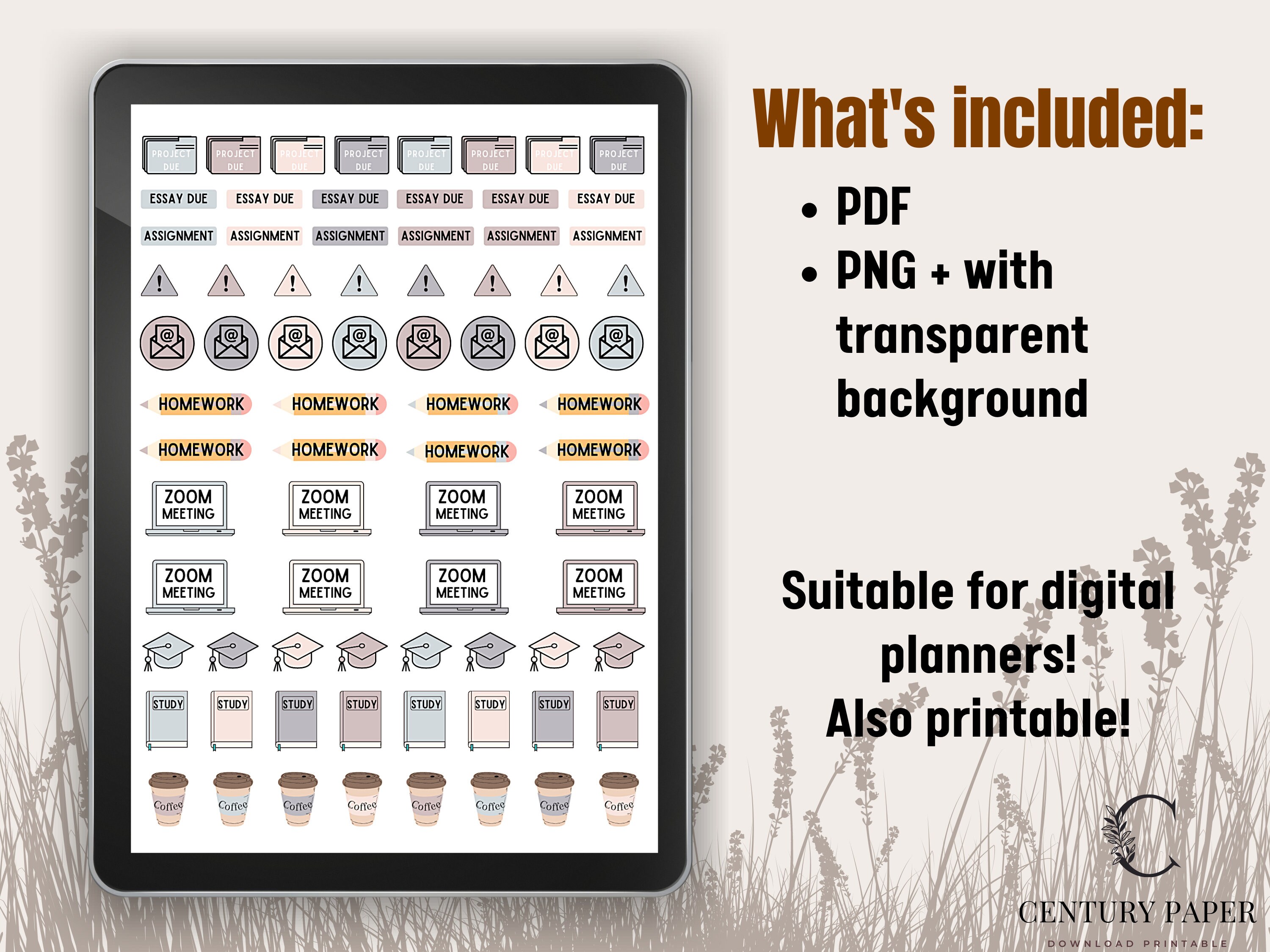 Student Planner Stickers - SCHOOL Digital STICKERS for Digital Planner ...