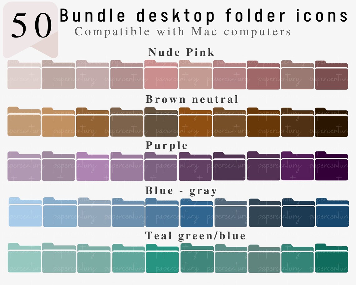 50 DESKTOP FOLDER ICONS , Mac Desktop, Pink Desktop Icons,custom Folder ...