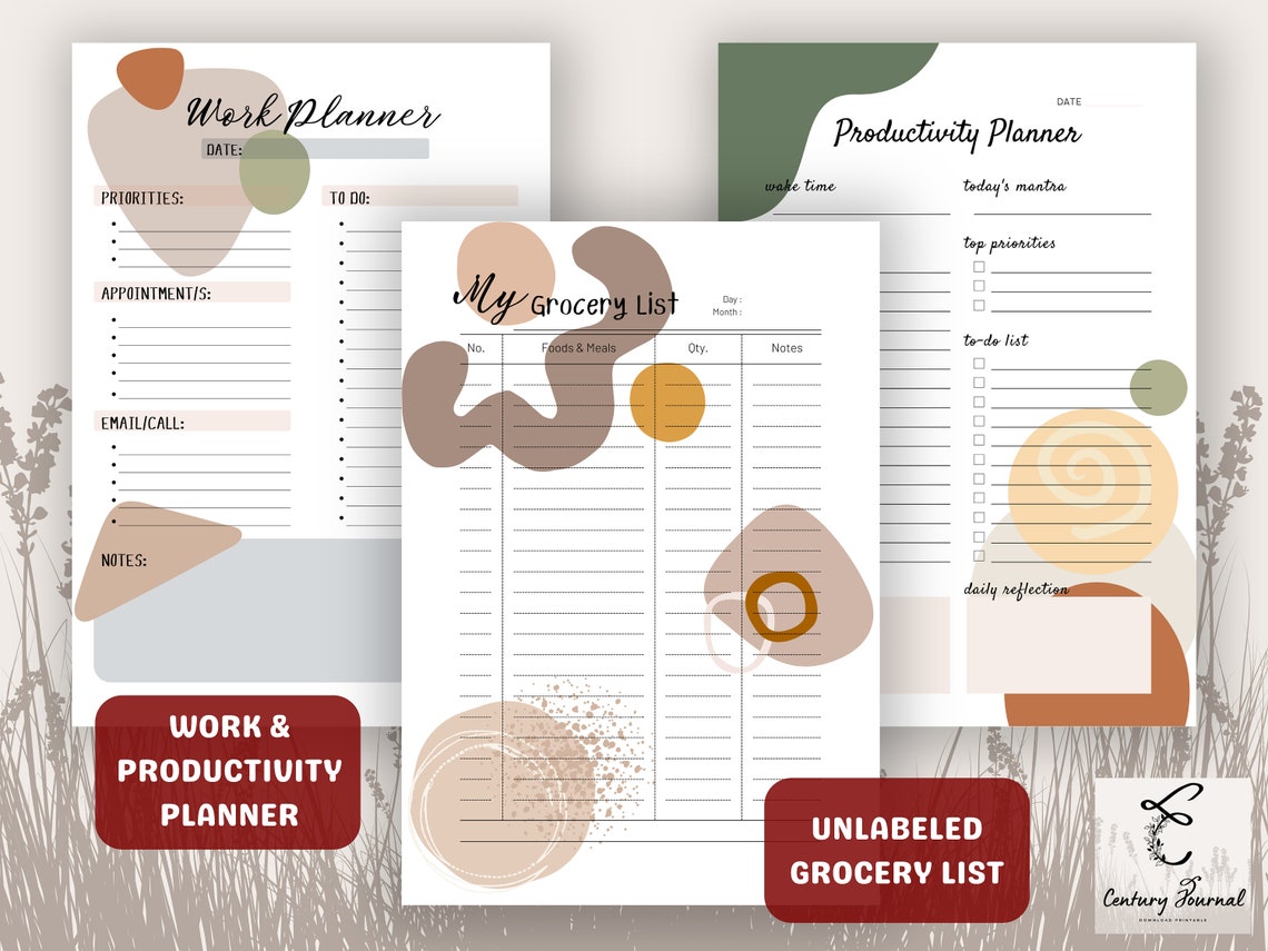 Abstract Planner Printable, 2022 Daily Planner, Weekly, Monthly Planner ...