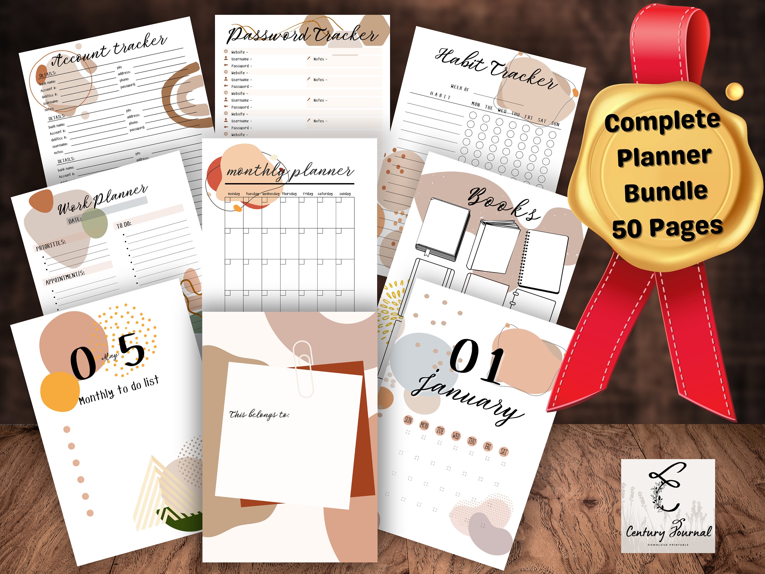 Abstract Planner Printable, 2022 Daily Planner, Weekly, Monthly Planner ...