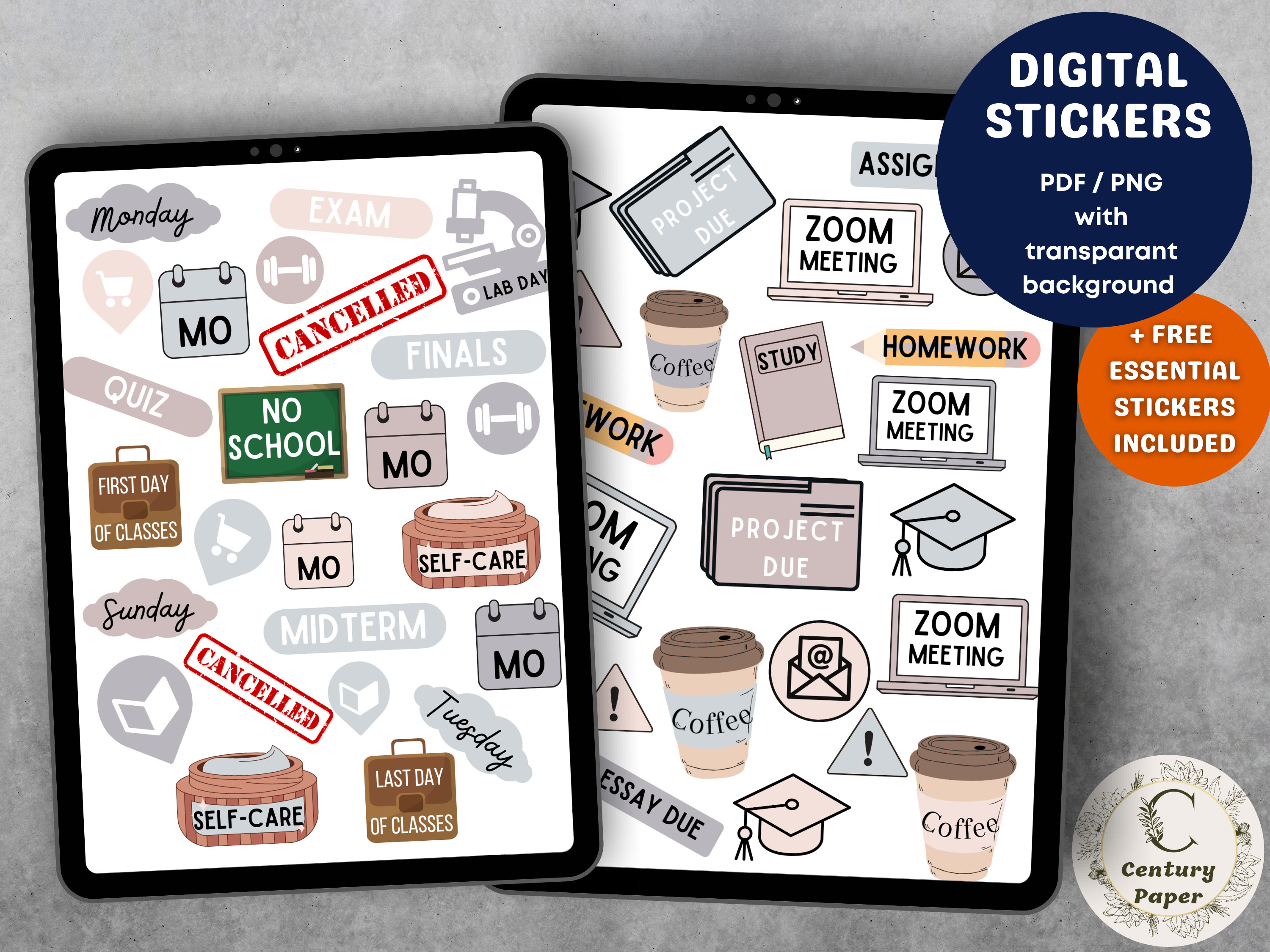 Student Planner Stickers - SCHOOL Digital STICKERS for Digital Planner ...