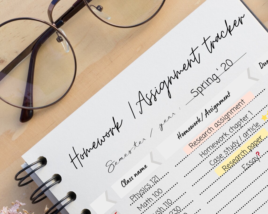 Homework Tracker, Assignment Tracker, Homework Planner, College ...