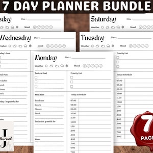 Printable 7 Day Planner Daily Planner Day Planner Work Planner Weekly ...