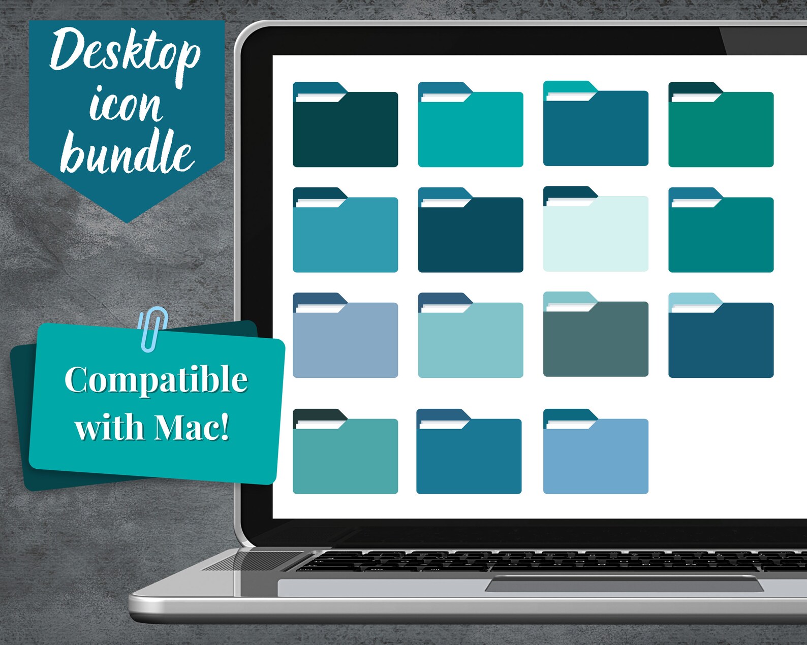 Teal Folder Icons for Mac, Turquoise, File Icons, Organization ...
