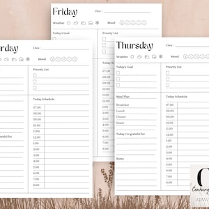 Printable 7 Day Planner Daily Planner Day Planner Work Planner Weekly ...