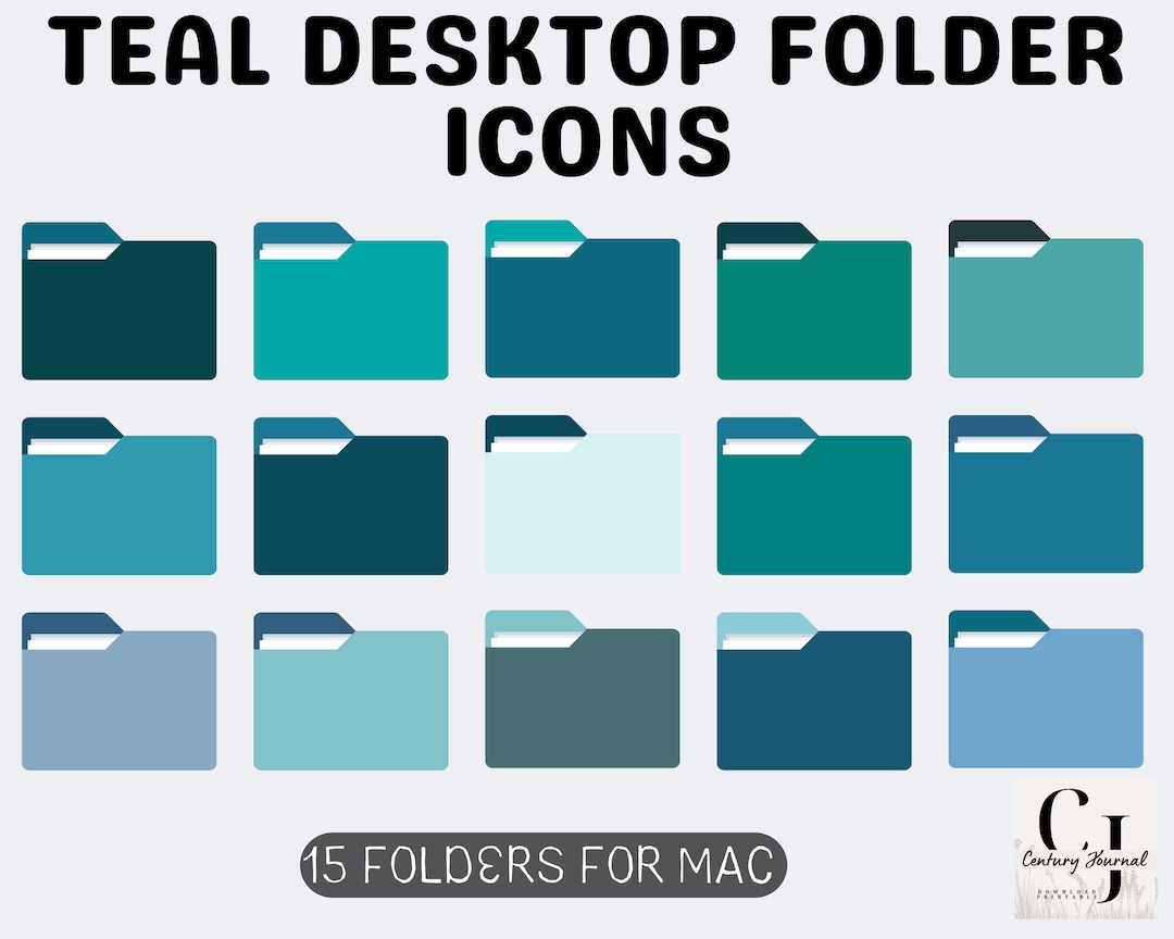 Teal Folder Icons for Mac, Turquoise, File Icons, Organization ...