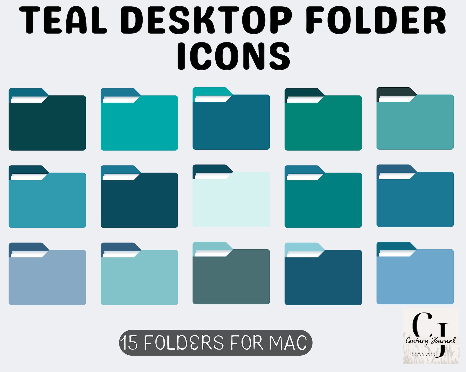 Teal Folder Icons for Mac, Turquoise, File Icons, Organization ...