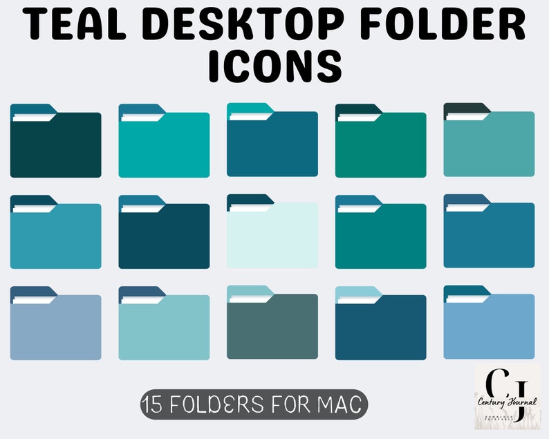 Teal Folder Icons for Mac, Turquoise, File Icons, Organization ...