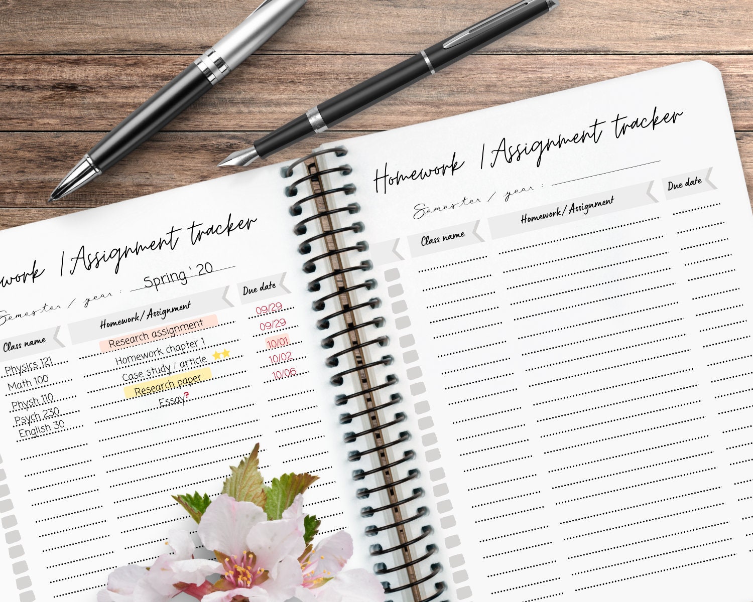 Homework Tracker, Assignment Tracker, Homework Planner, College ...