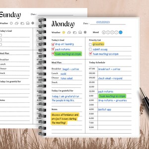Printable 7 Day Planner Daily Planner Day Planner Work Planner Weekly ...