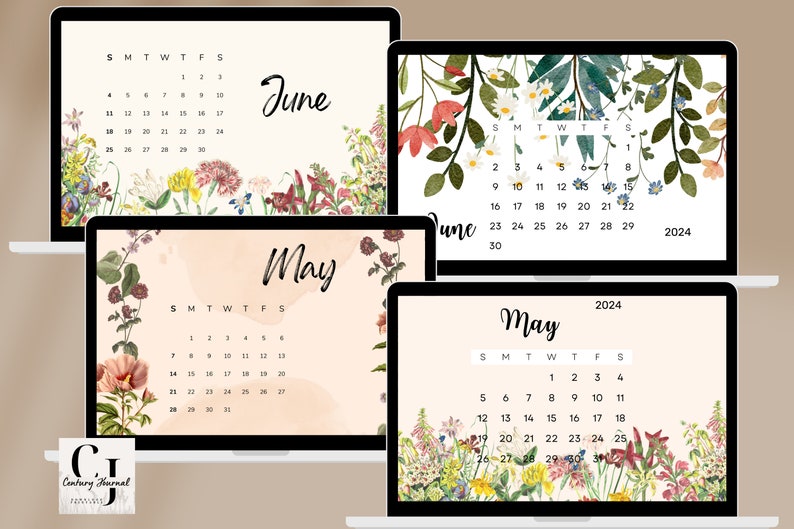 Unlabeled 2023-2024 Desktop Wallpaper Cal, Botanicals Calendar ...