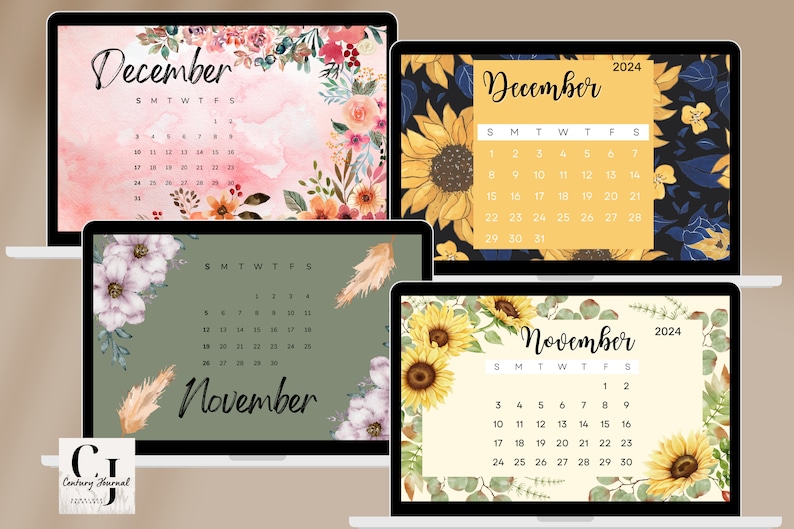 Unlabeled 2023-2024 Desktop Wallpaper Cal, Botanicals Calendar ...