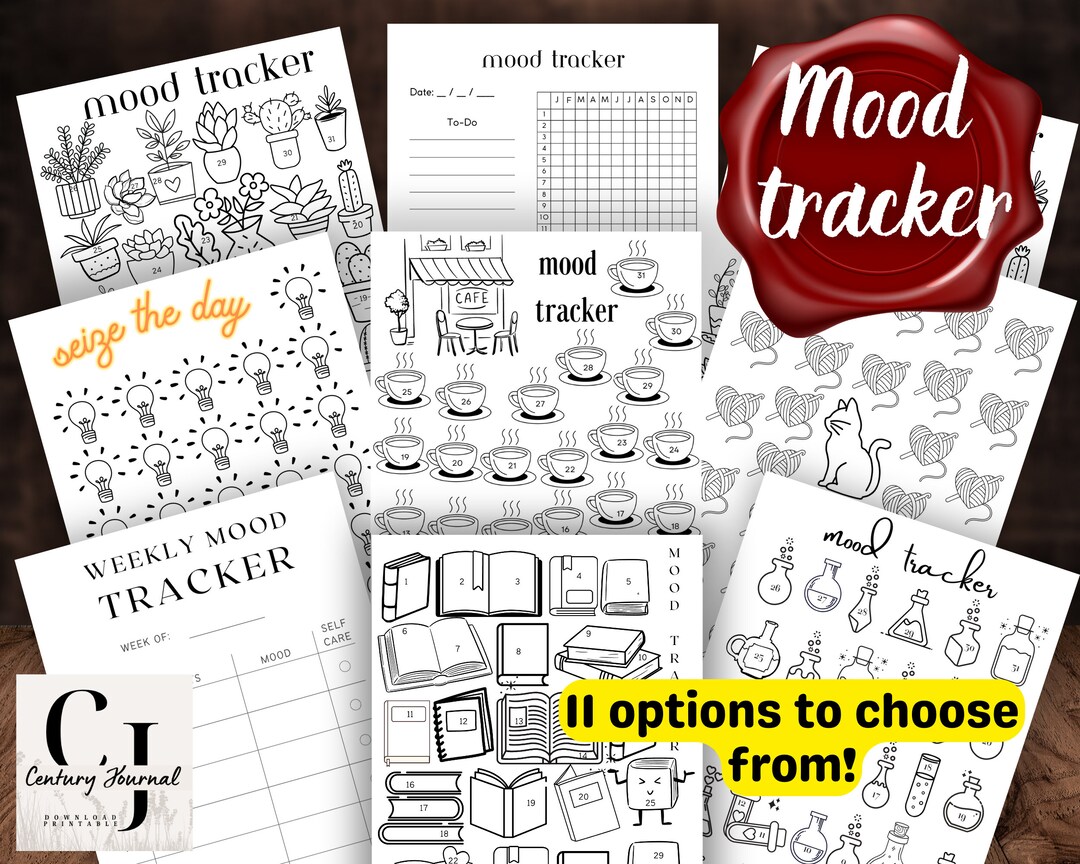 Mood Tracker Printable, Yearly Monthly Planner, Mood Chart, Bullet ...