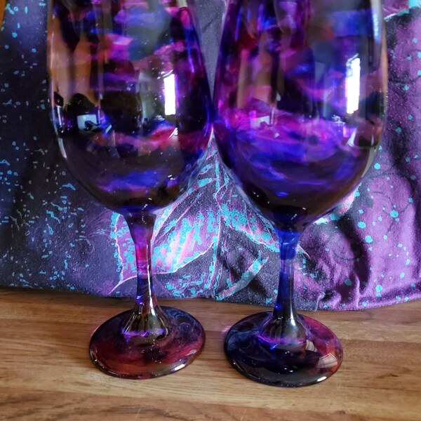 Alcohol Ink Wine Glasses - Etsy