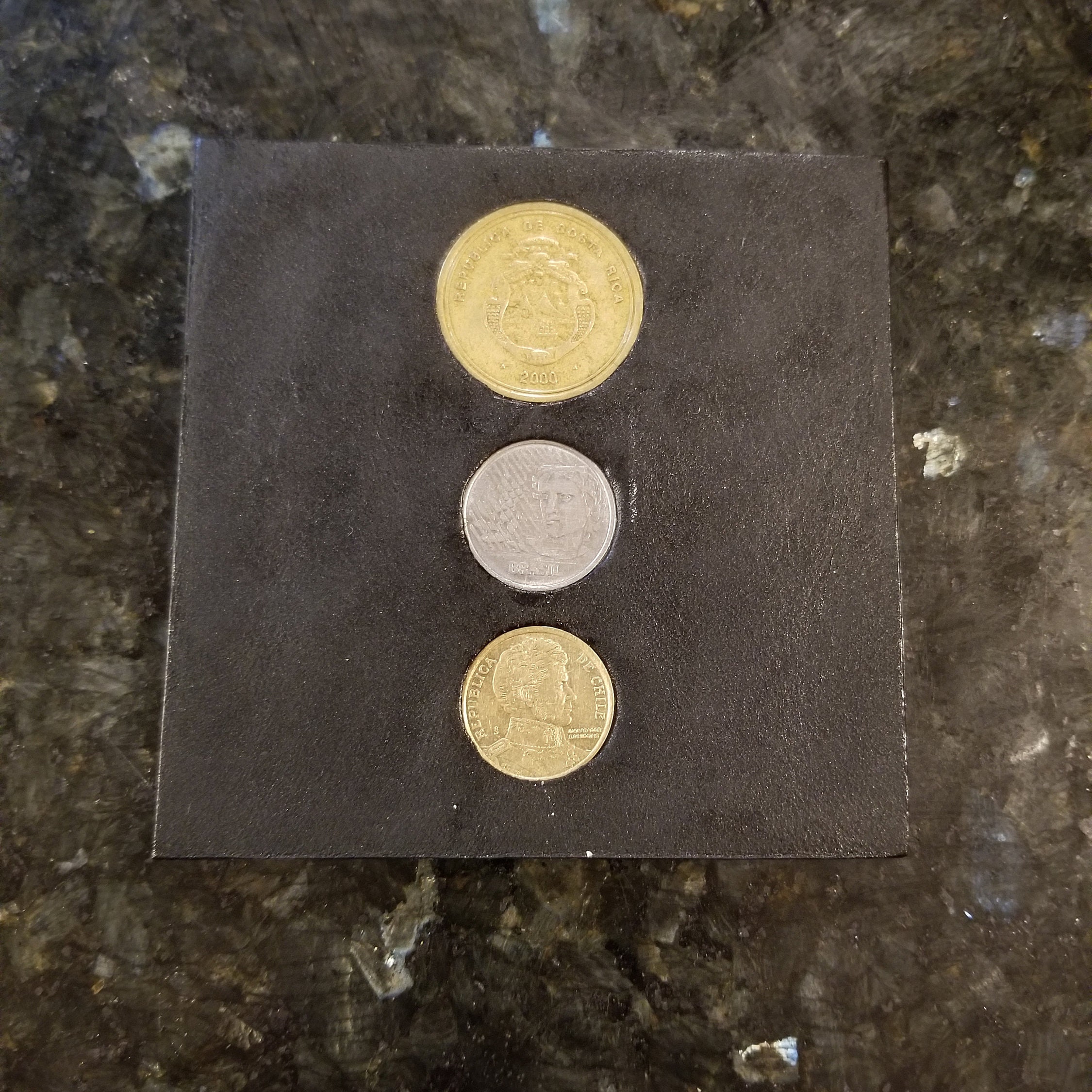 Genuine Square Leather Coasters With Foreign Coins Set 4, Drink Coaster ...