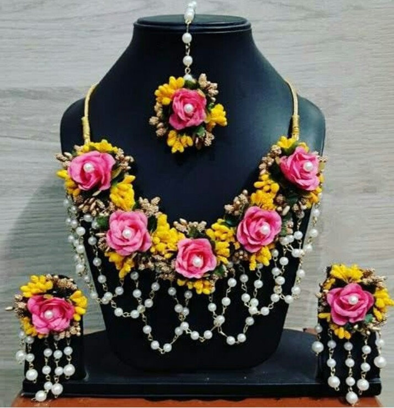 Multicolor Artificial Flower Jewelry Bridal Bride Bridesmaid Etsy