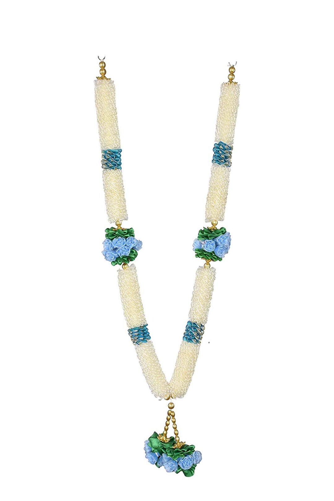 Off White & Sky Blue Milni Mala puja Mala Wedding Garland - Etsy UK