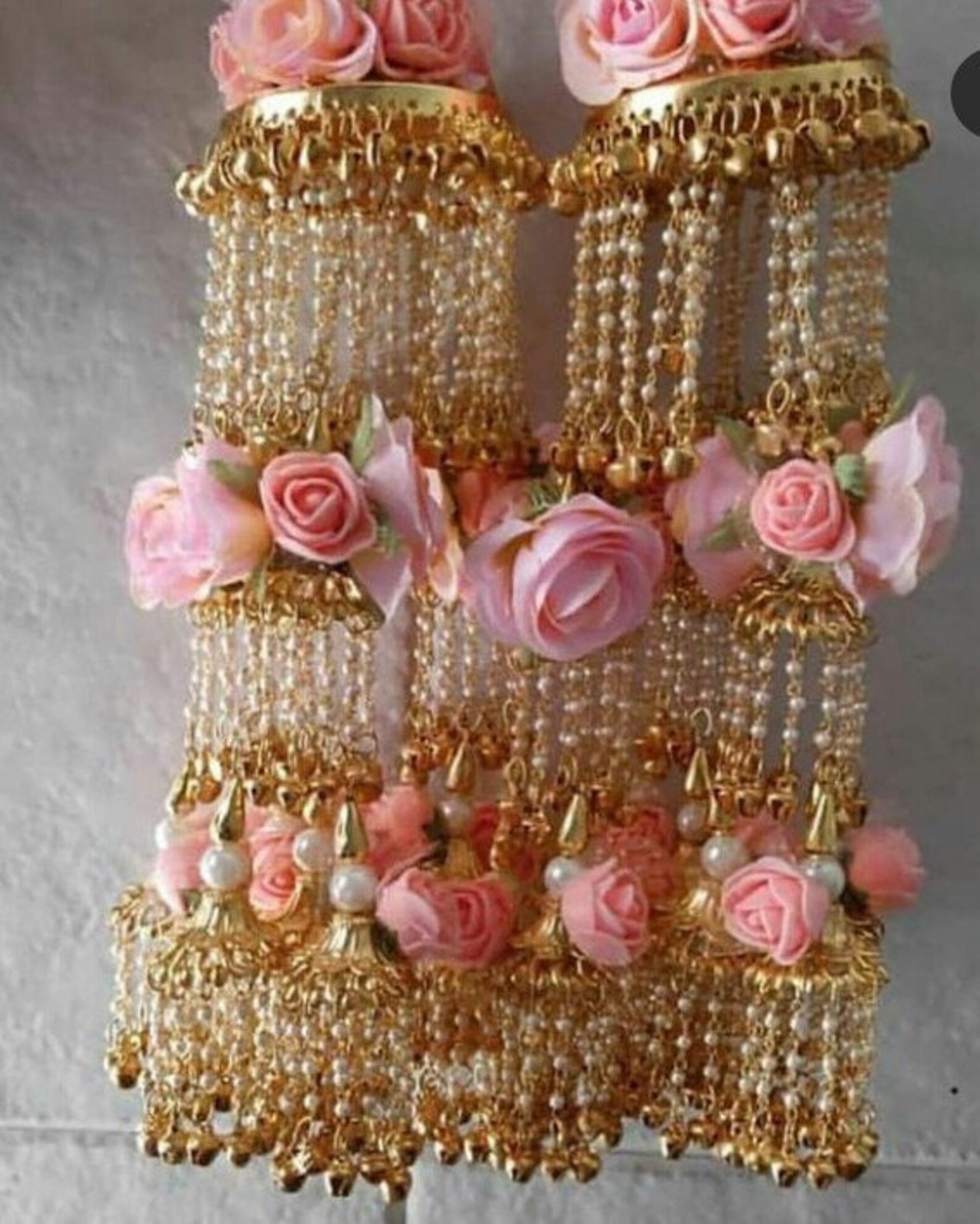 Beautiful Indian Pink Artificial Flower & Pearl Hand Kaleera - Etsy