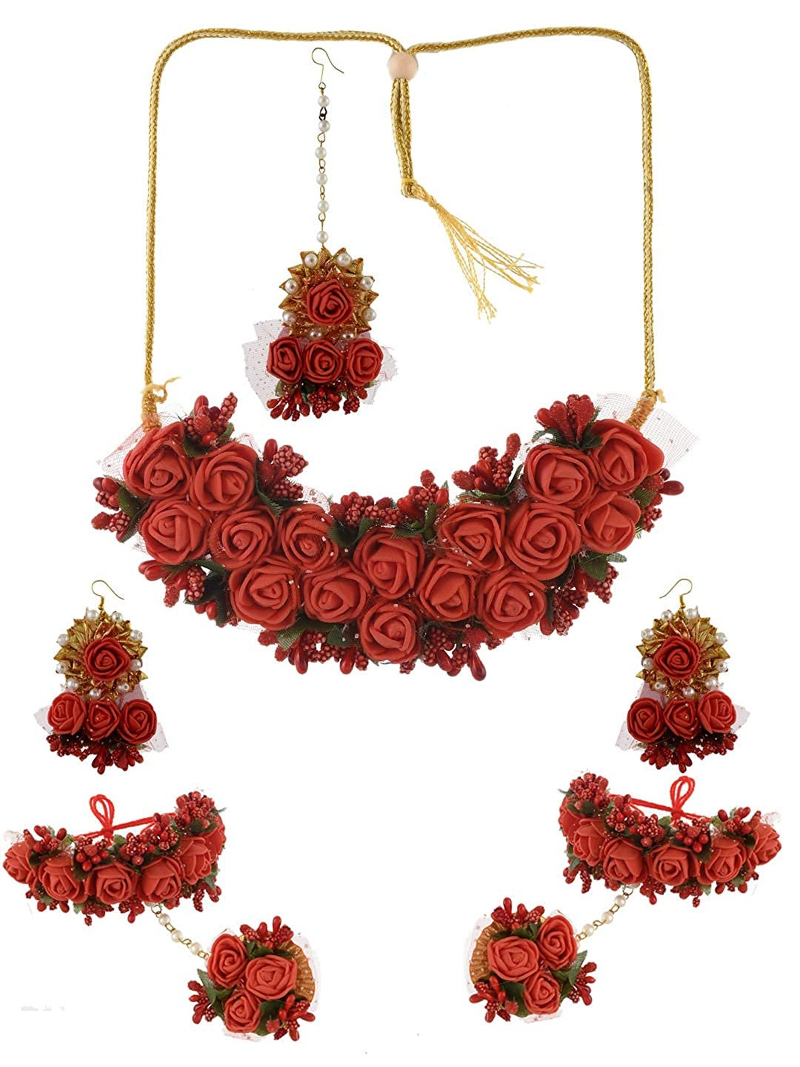 Red Artificial Flower Jewelry Bridal Bridesmaid Floral Jewelry Etsy